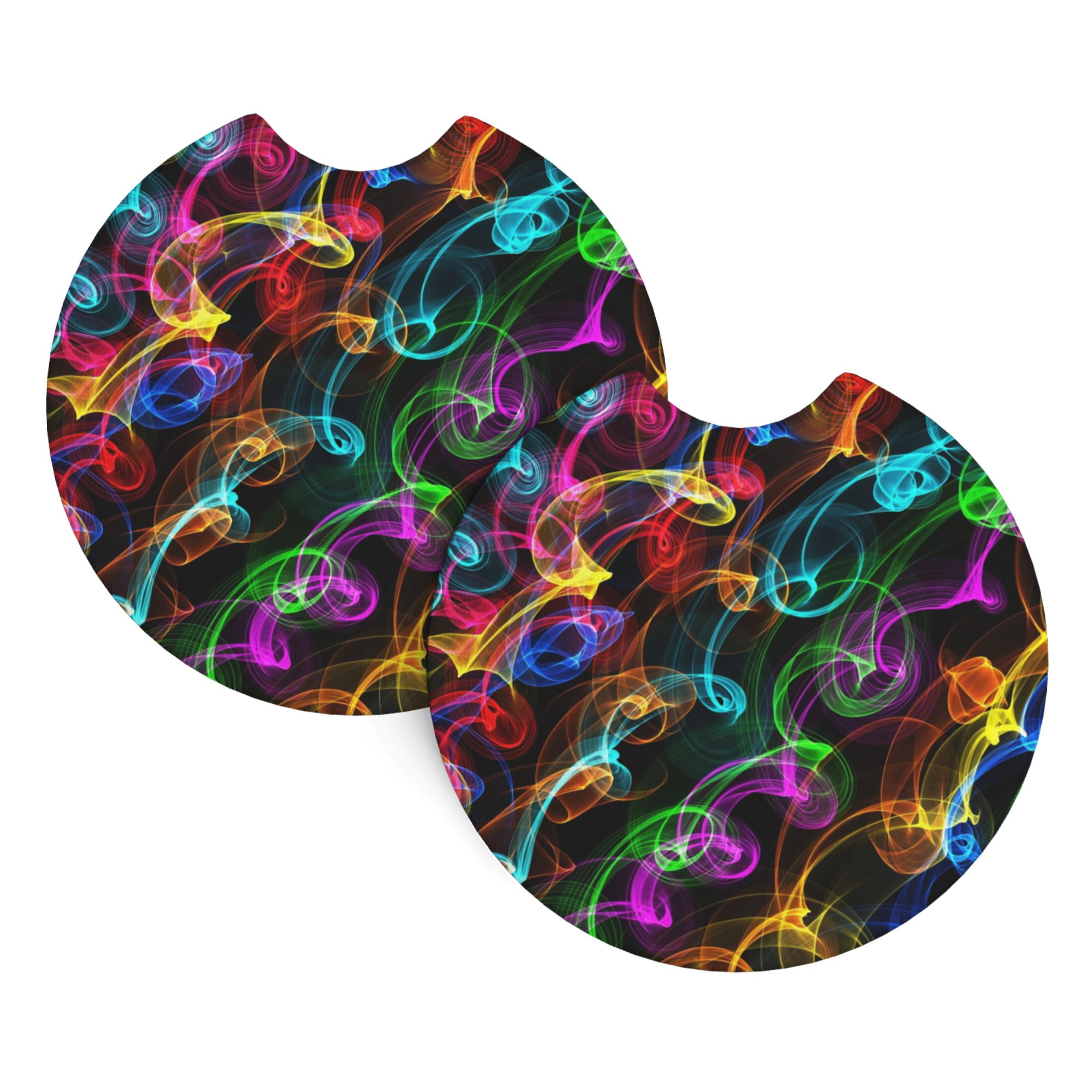 2 Pack Car Cup Holder Coasters,Rainbow-Ribbon-Swirls-2ewi Pattern ...