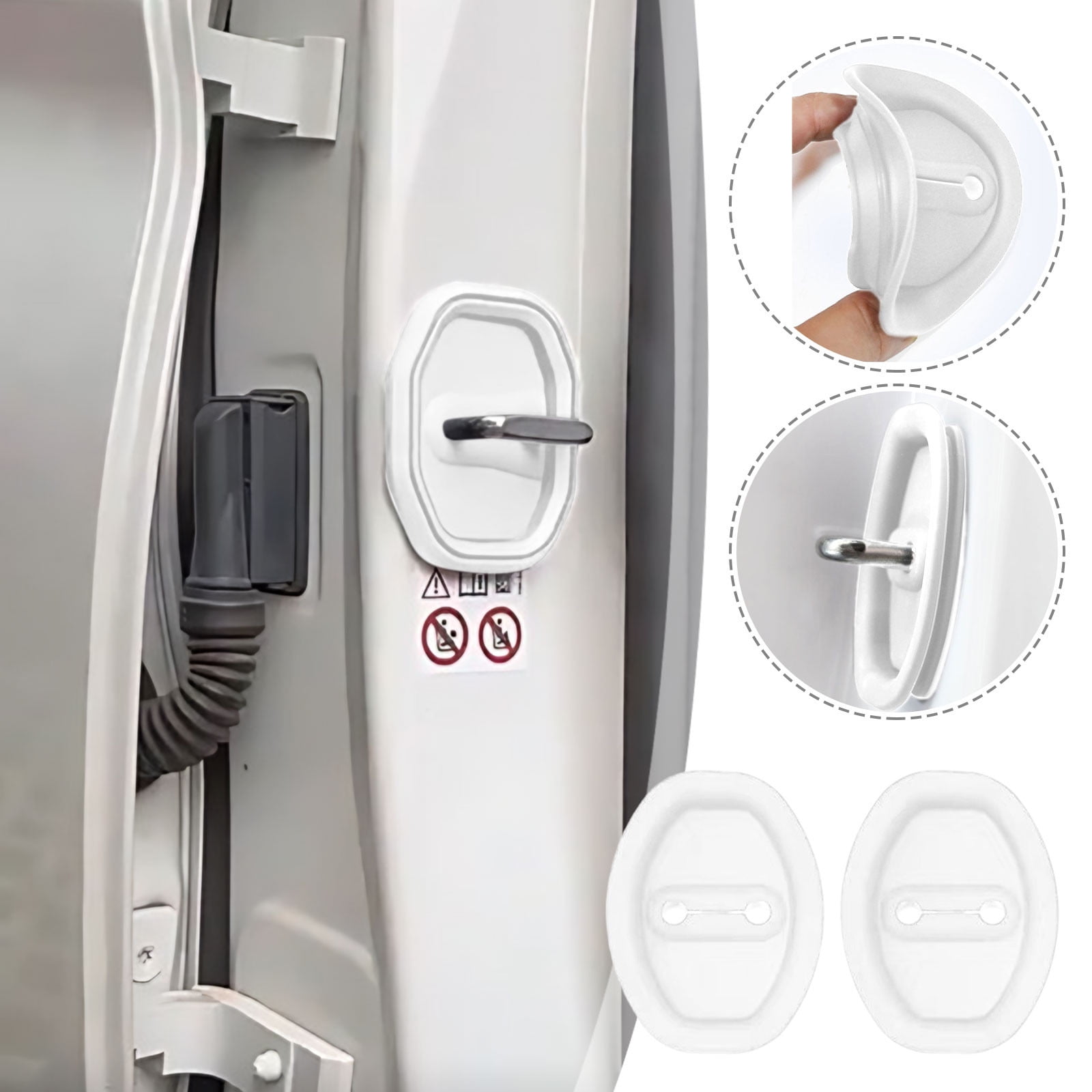 2-Pack Car Door Lock Protector Pads Soft Silicone Shock-Absorbing ...