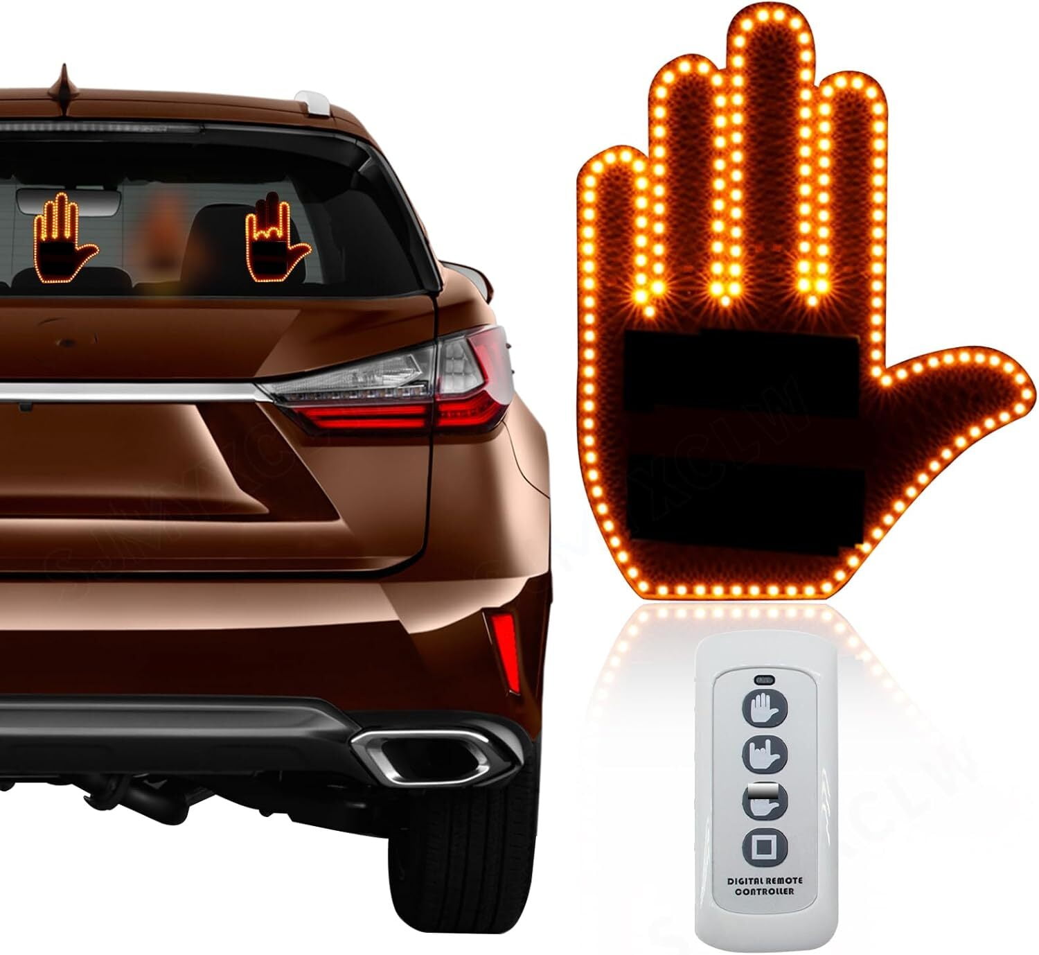 2 Pack Car Gesture Light with Remote 3 Mode - LED Hand Finger Light, Car Stuff, LED Car Gadgets ...