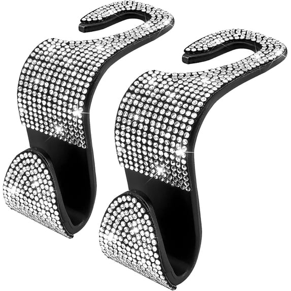 2 Pack Car Hooks, 2021 New Bling Rhinestones Crystal Hooks Car ...