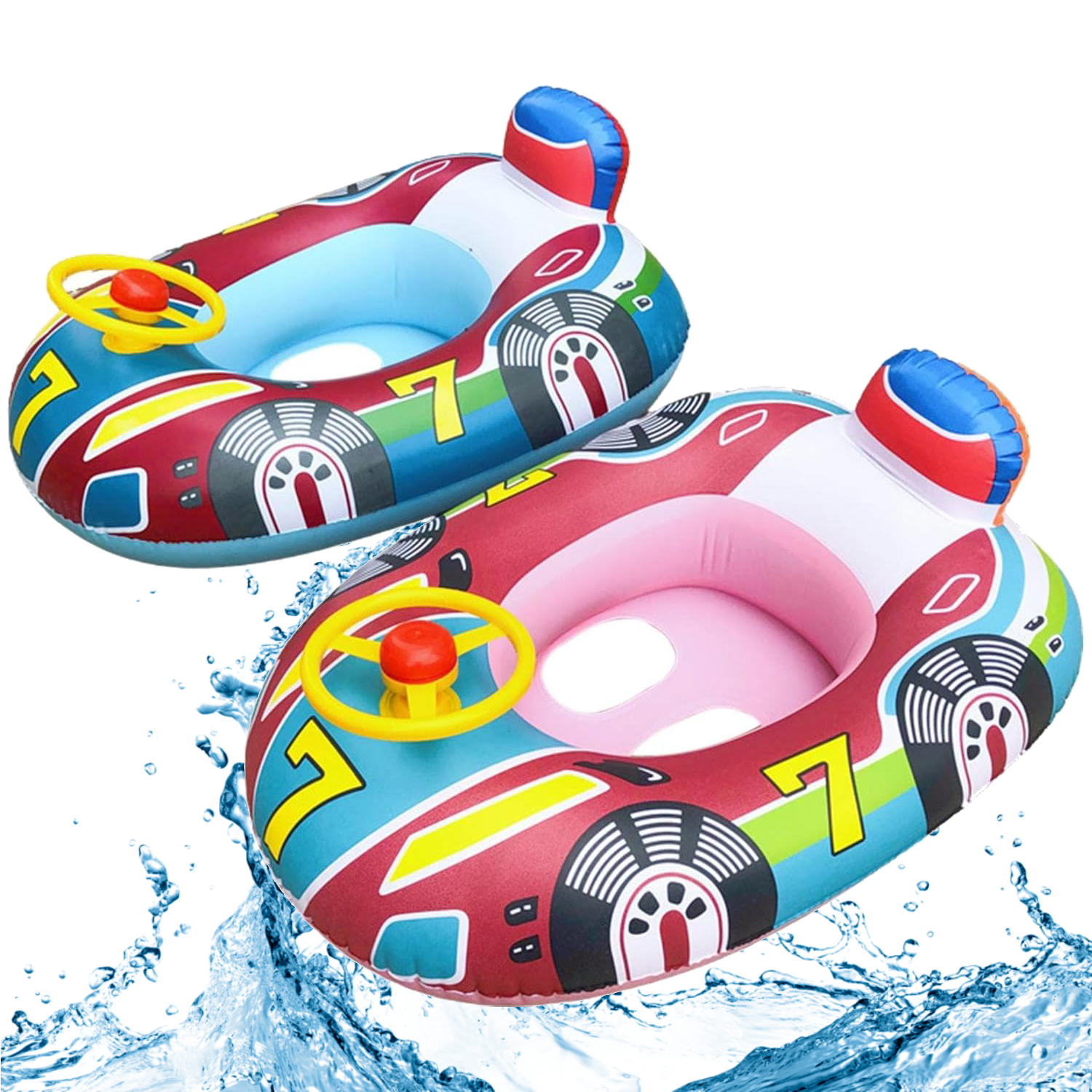 2 Pack Car Pool Float,Swimming Float Boat with Steering Wheel,Pool ...