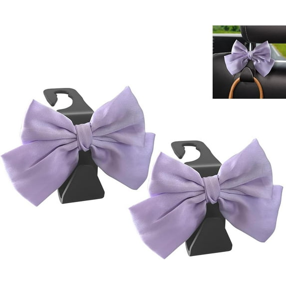 2 Pack Car Purse Hooks, Cute Bow Car Seat Headrest Hook Hanger for ...