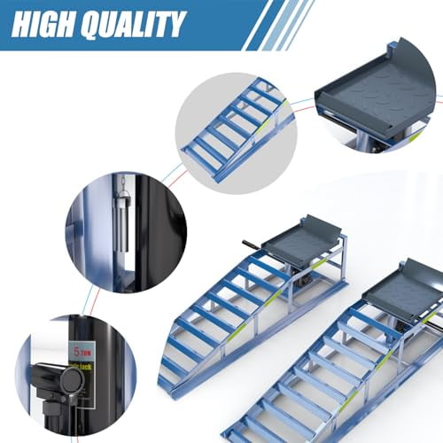 2 Pack Car Ramps,5T 11000lbs Steel Automotive Hydraulic Car Ramps ...