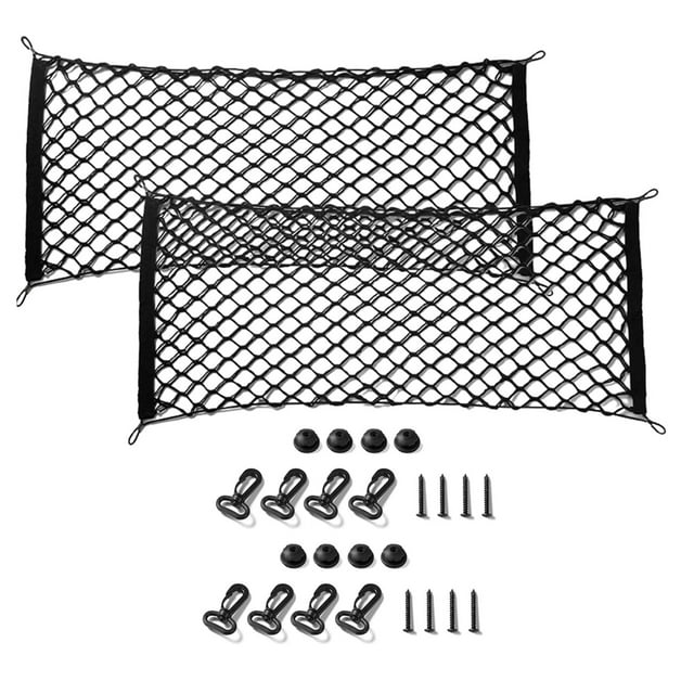 2-Pack Car Rear Cargo Net, Adjustable Elastic Trunk Cargo Storage ...