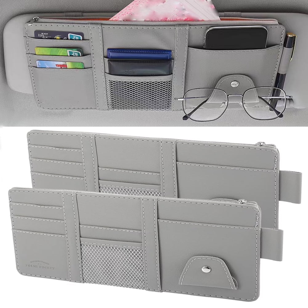 2 Pack Car Sun Visor Organizer - PU Leather Pocket Organizers, Interior ...
