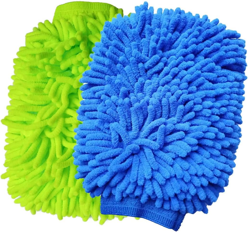 2 Pack Car Wash Mitt Microfiber Chenille Car Wash Mitt Scratch Free for ...