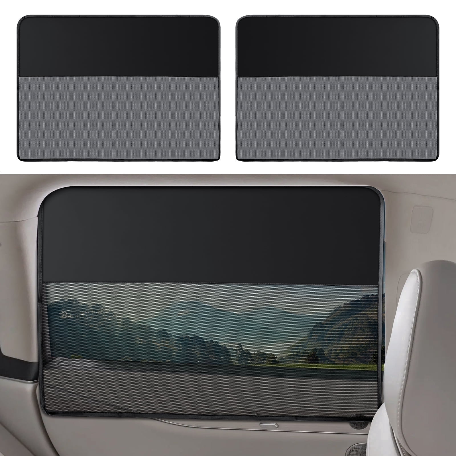 LSTRAGY Magnetic Car Window Shades Half-Blackout Half-Mesh Sun UV ...