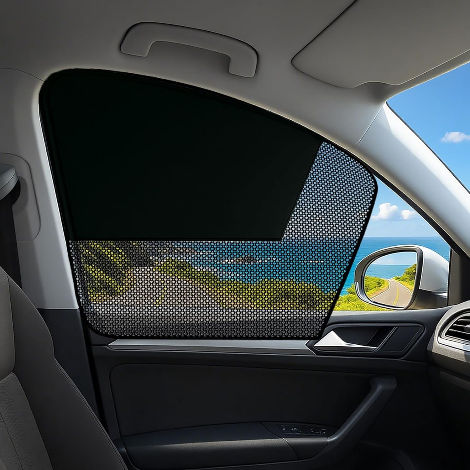 2 Pack Car Window Sun Shade Magnetic, Half Blackout Half See-Through ...