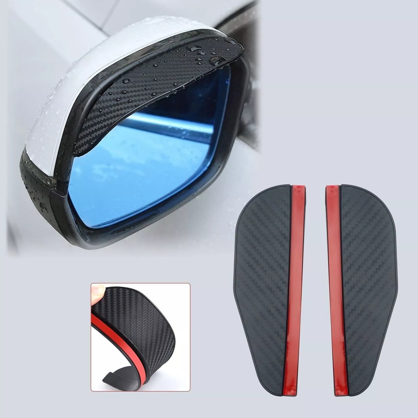 2-Pack Carbon Fiber Car Rear View Side Mirror Rain Board Sun Visor ...