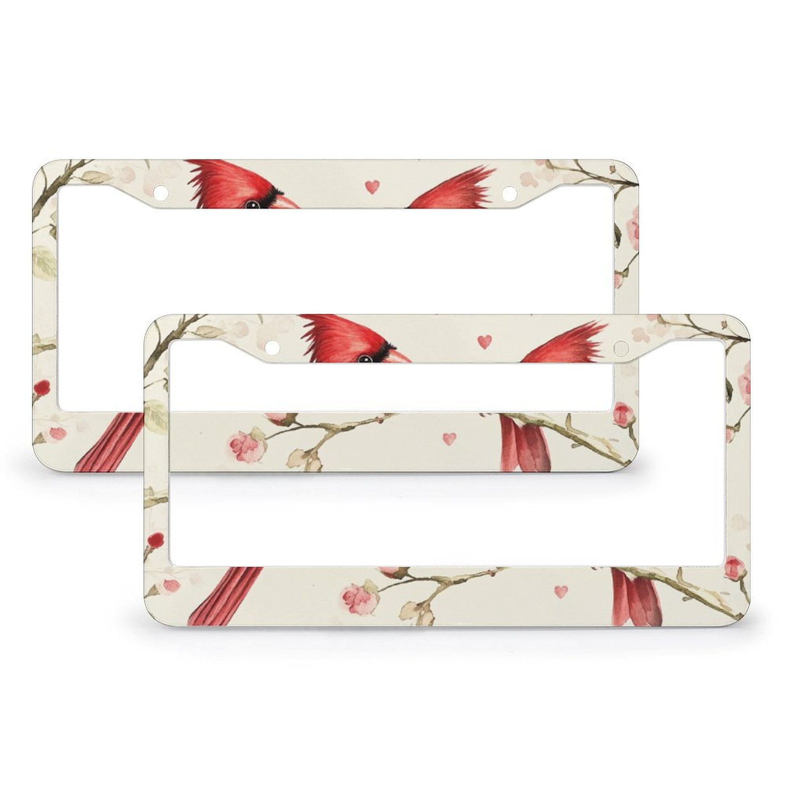 2 Pack Cardinal Love Heart License Plate Cover Cardinal Rose Heart ...