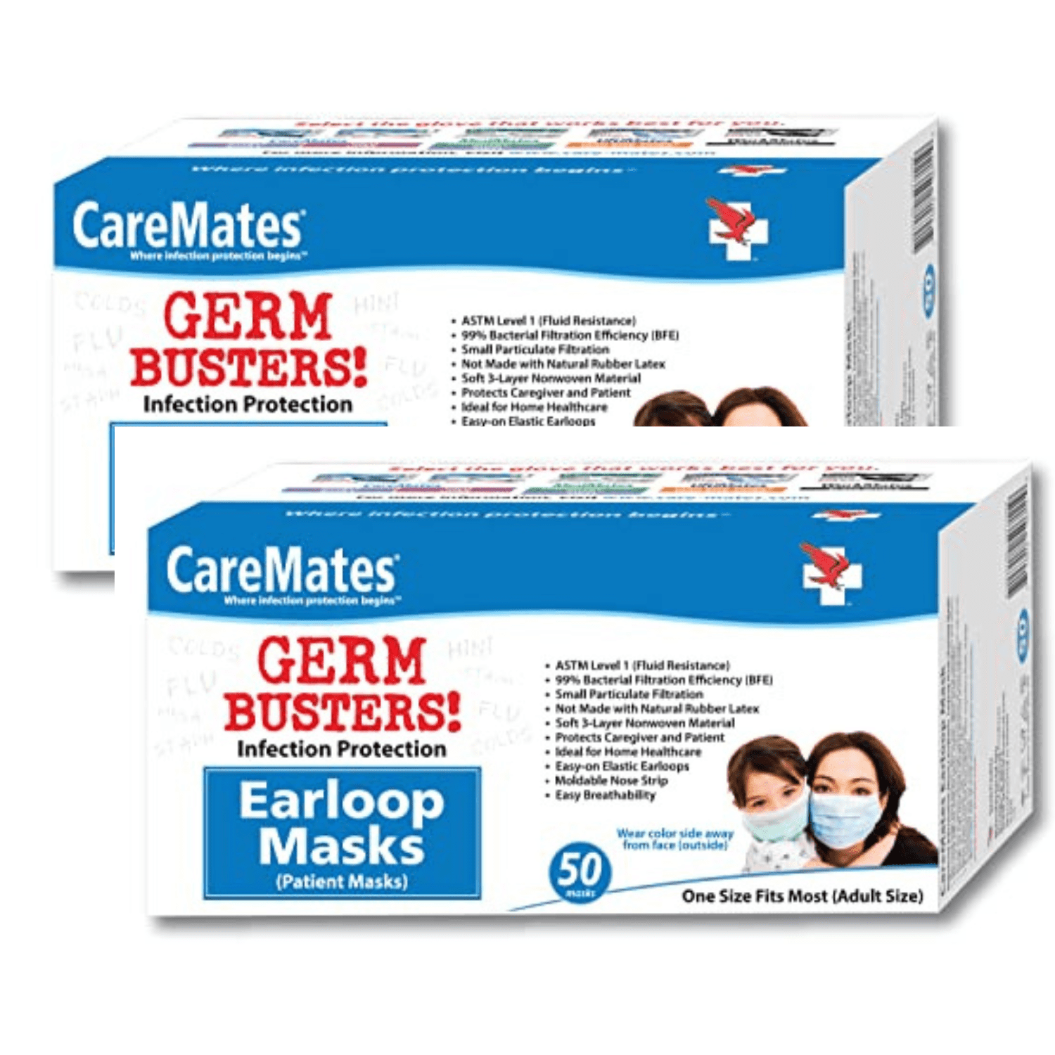 Soft Disposable 3-Ply Elastic Earloop Patient Mask, Fluid Resistance ...