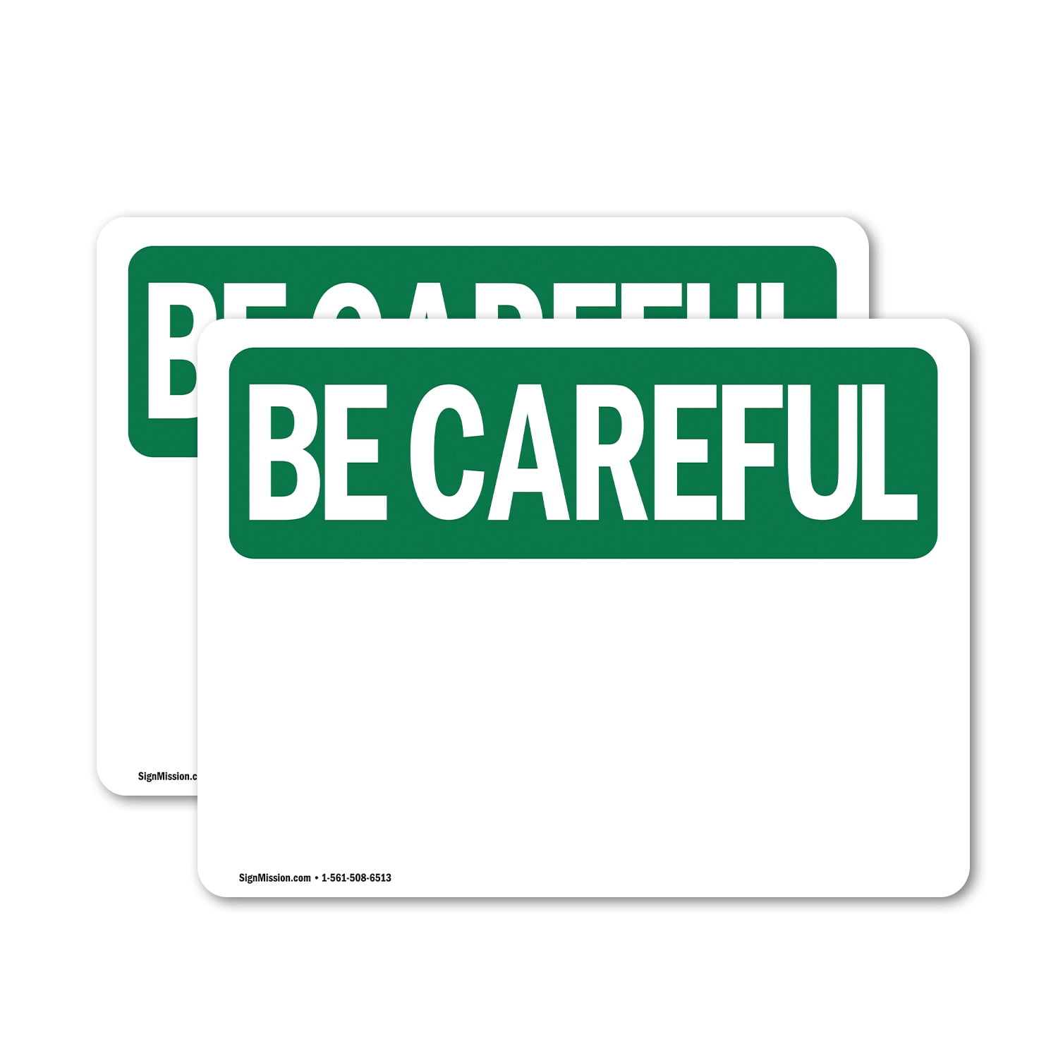 (2 Pack) Be Careful Blank Write-On OSHA Be Careful Sign 18 Inch X 12 ...