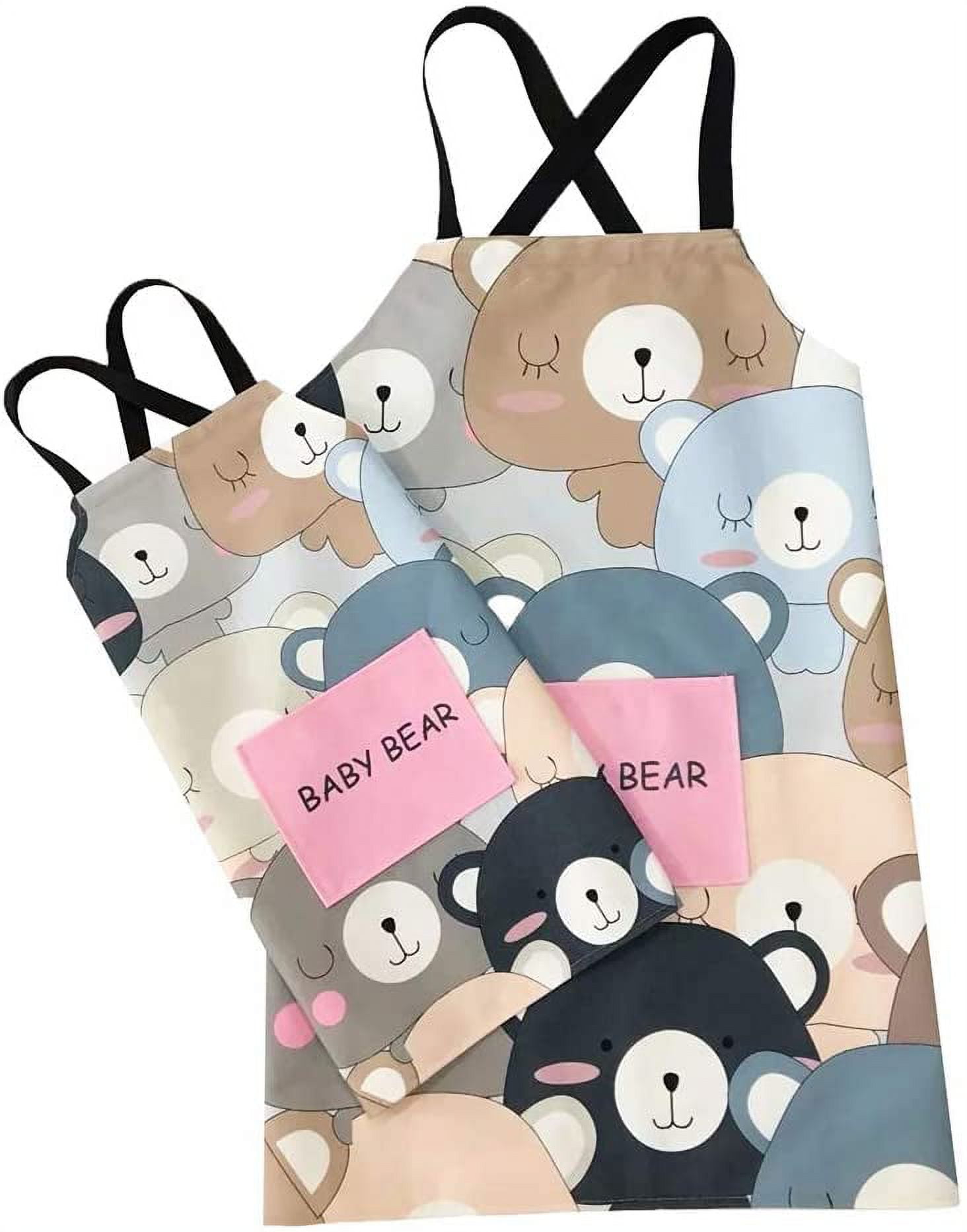 2 Pack Cartoon Cotton Apron Cute Bear Parent and Child Apron,Father ...