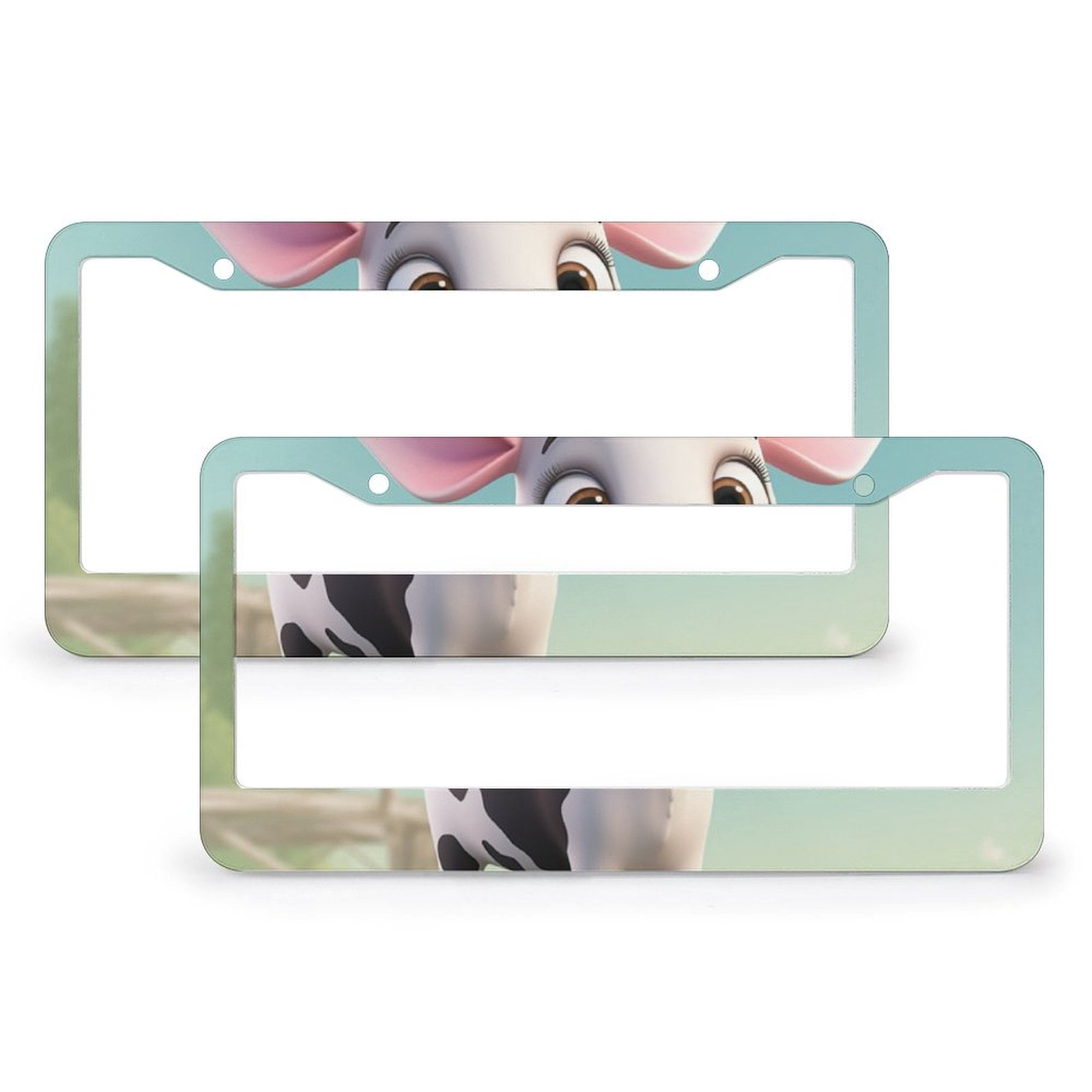 2 Pack Cartoon Little Cow License Plate Cover Farmhouse Countryside ...