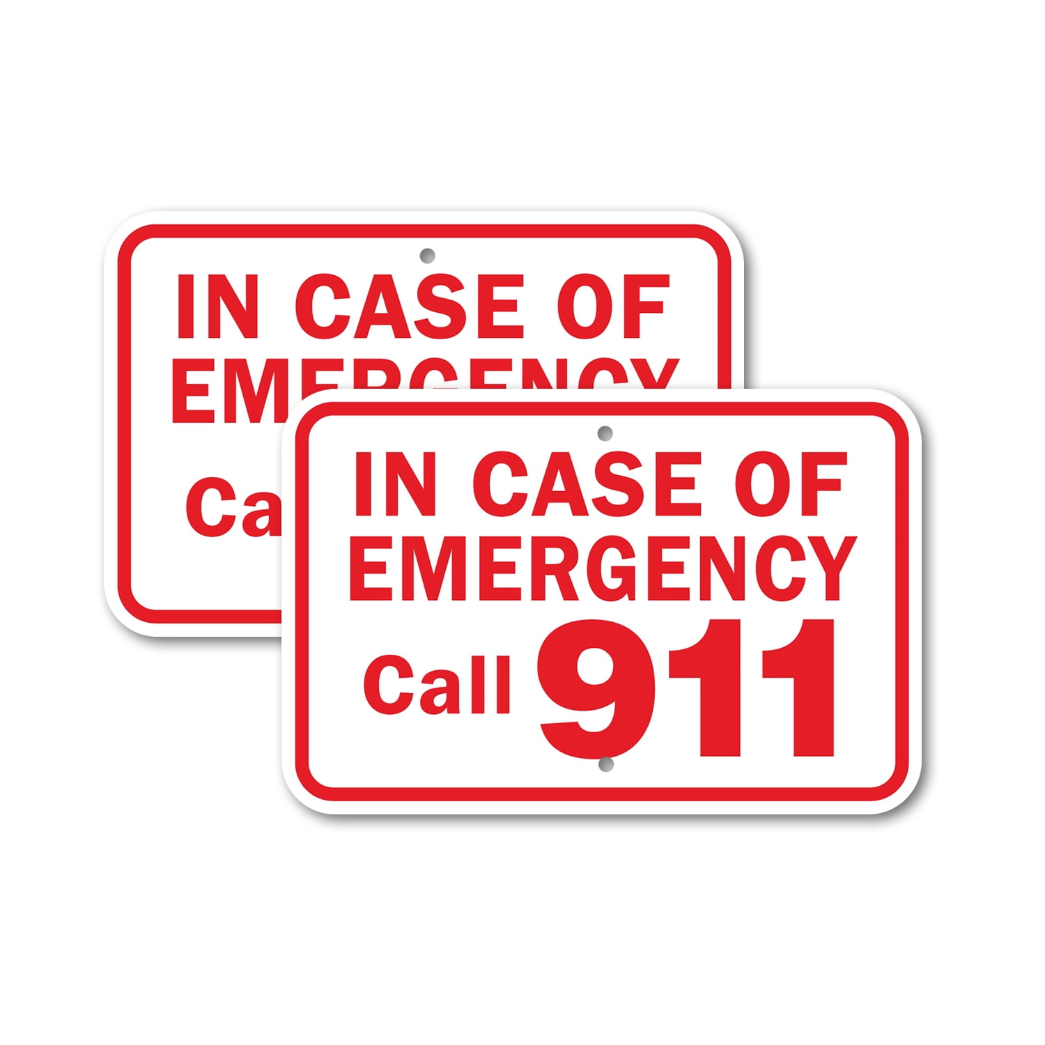 (2 Pack) In Case Of Emergency Call 911 | 12" X 18" Heavy-Gauge Aluminum ...