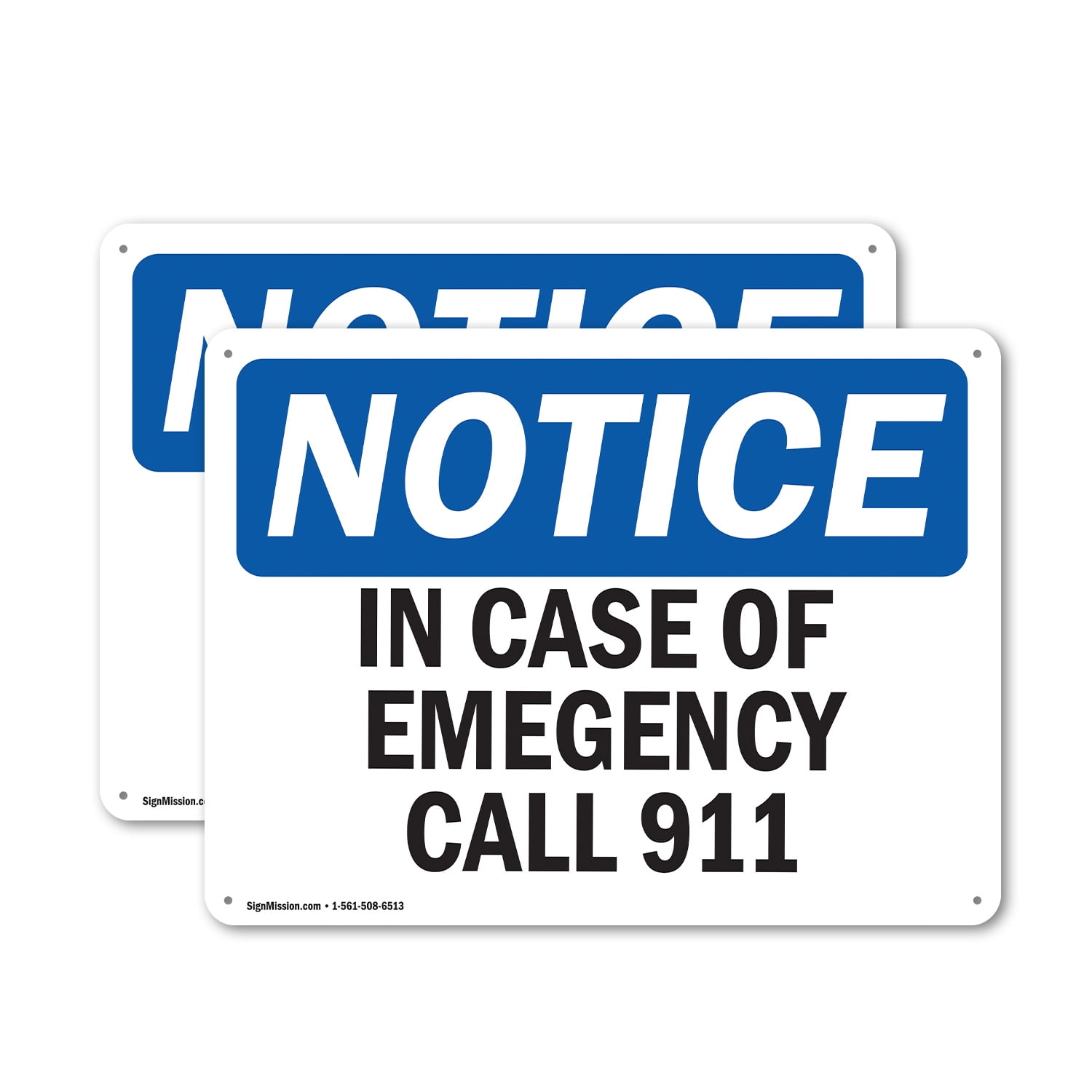 (2 Pack) In Case Of Emergency Call 911 OSHA Notice Sign 24 Inch X 18 ...