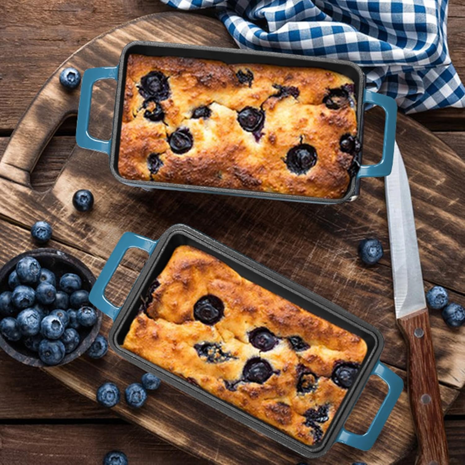 2 Pack Cast Iron Bread Pan with Lid, 2-in-1 Enameled Cast Iron Loaf Pan ...