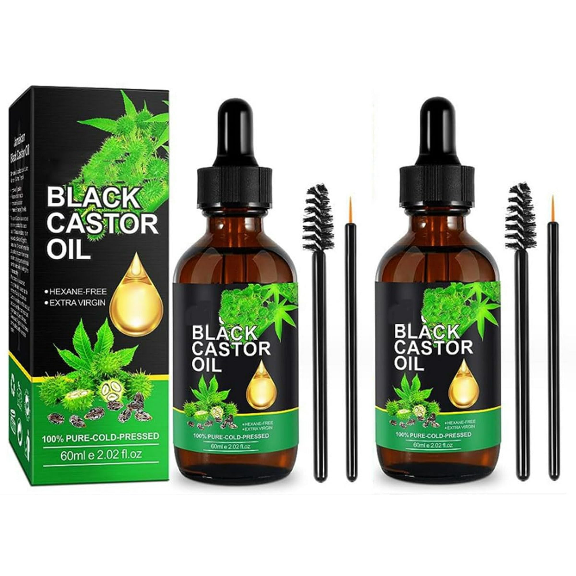 2 Pack Castor Oil Organic Cold Pressed Unrefined,100% Pure Natural ...