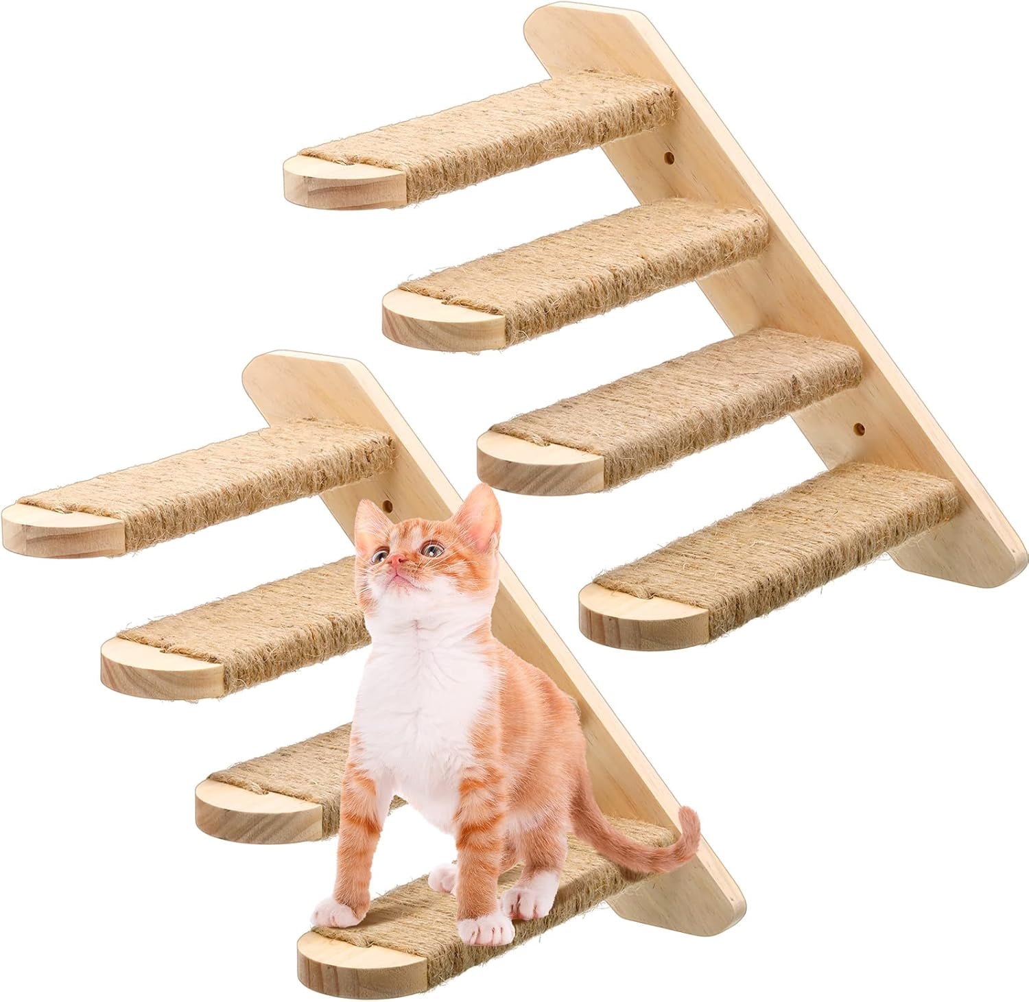 2 Pack Cat Climbing Shelf Wall Mounted Wood Cat Stair Cat Climbing ...