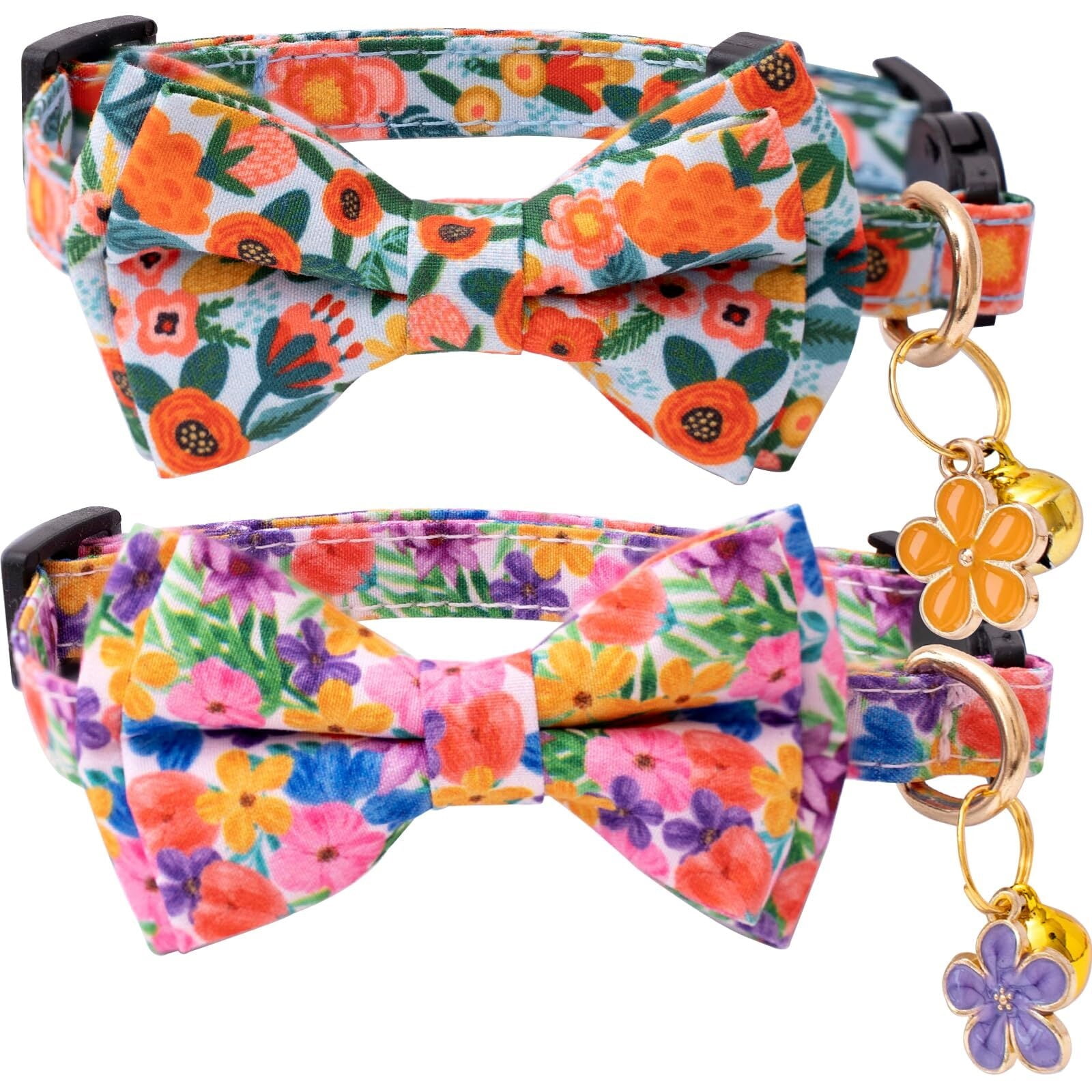 2 Pack Cat Collar with Bell Breakaway Bowtie for Male Female Cats Soft ...