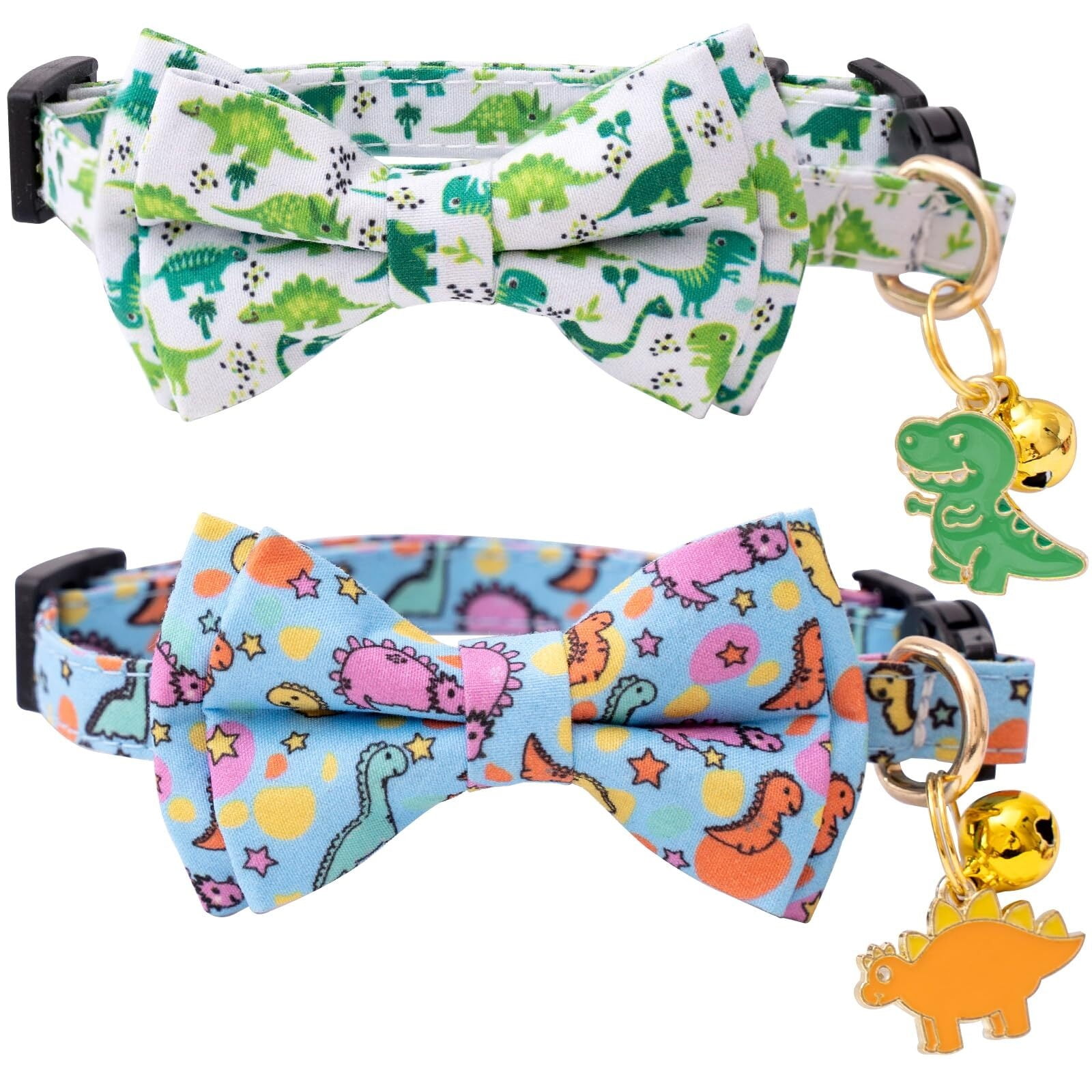 A 2 Pack Cat Collar with Bell Breakaway Bowtie for Male Female Cats ...