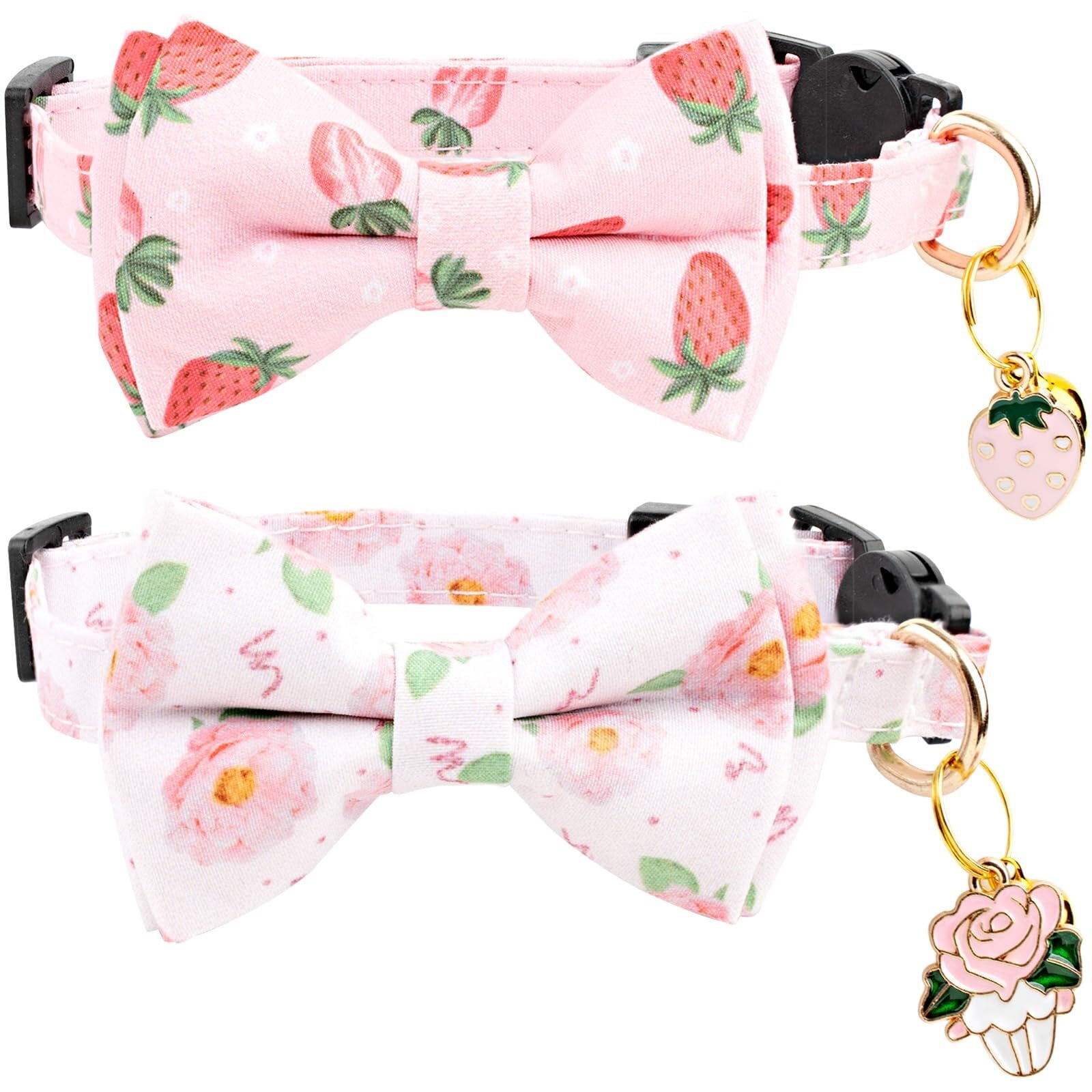 A 2 Pack Cat Collar with Bell Breakaway Bowtie for Male Female Cats ...