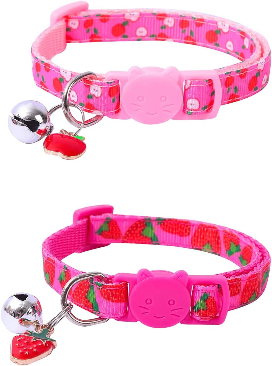 2 Pack Cat Collars Adjustable Kitten Collars with Bells Breakaway ...
