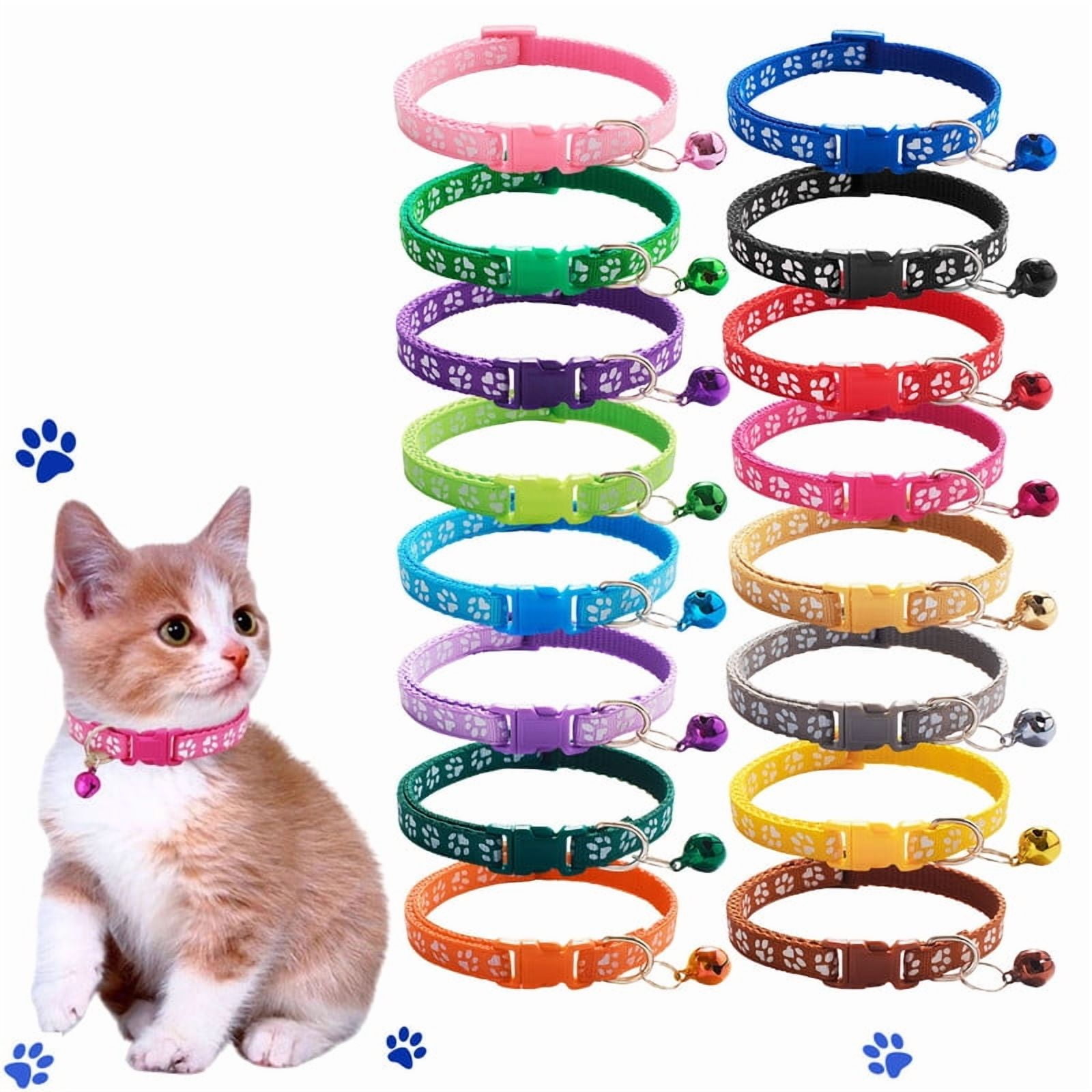 2 Pack Cat Collars with Bells, HOMEIORA Kitten Collar, Breakaway Cat ...