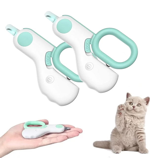 2 Pack Cat Nail Clipper with LED Light Safety Pet Nail Trimmers Cat ...