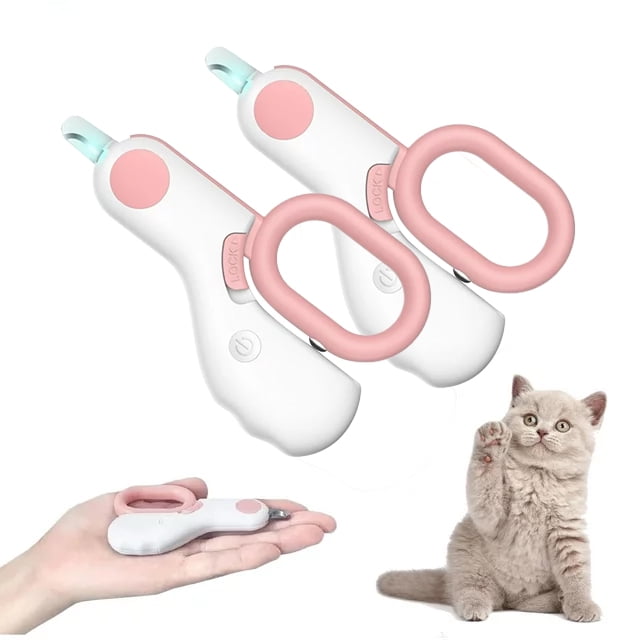 2 Pack Cat Nail Clipper with LED Light Safety Pet Nail Trimmers Cat ...