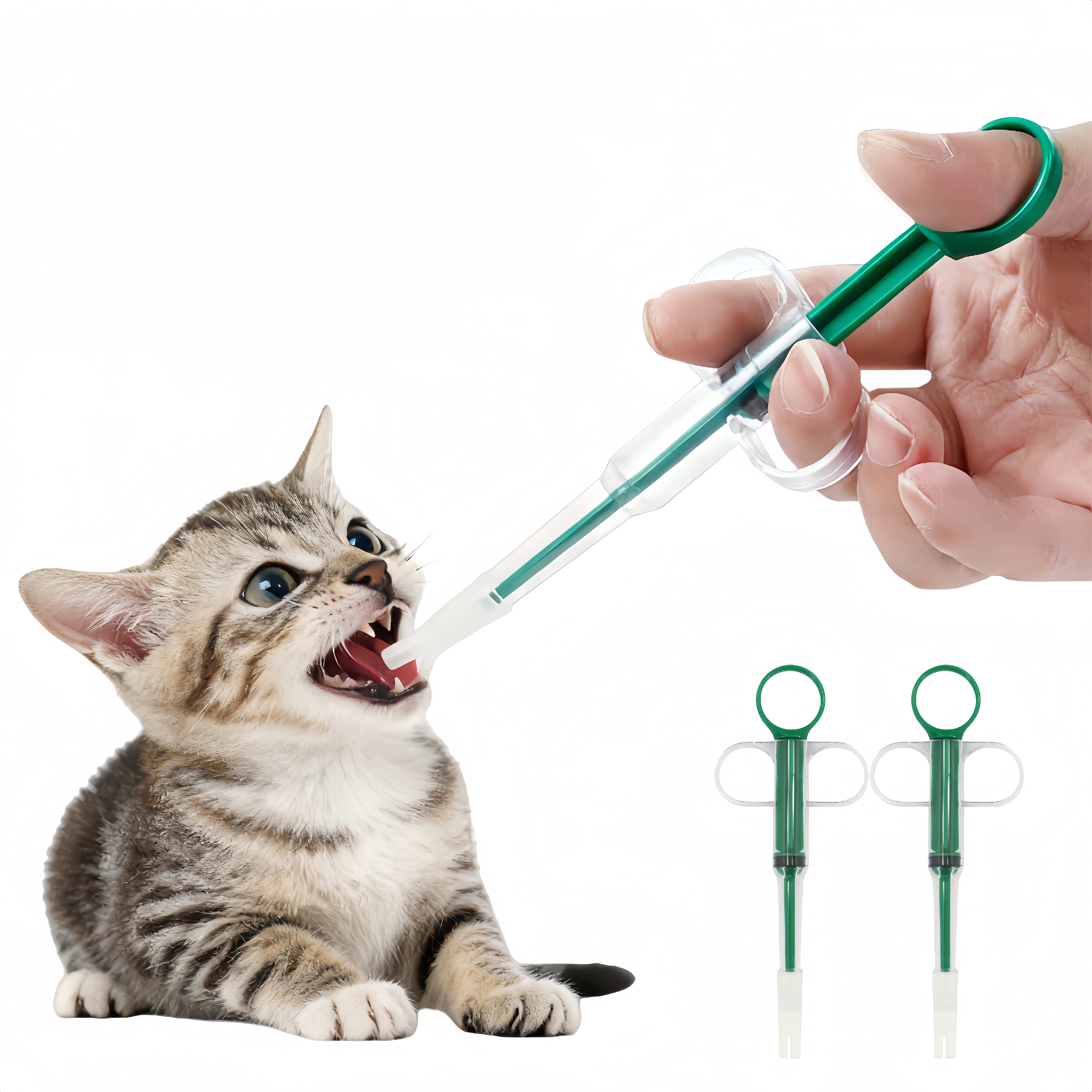 DEKEones 2 Count Cat Nursing Syringe with Pet Piller Gun, Cat Tablet ...