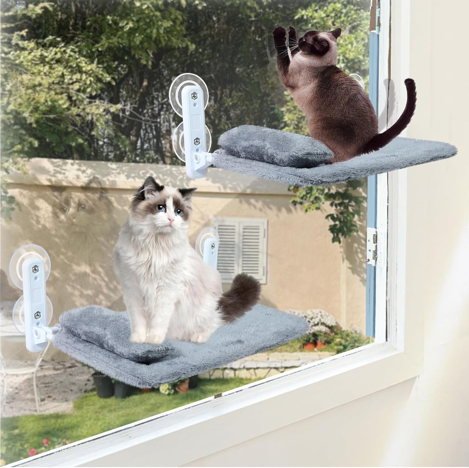 2-Pack Cat Window Perch for Cats Inside, Foldable Cat Window Hammock ...