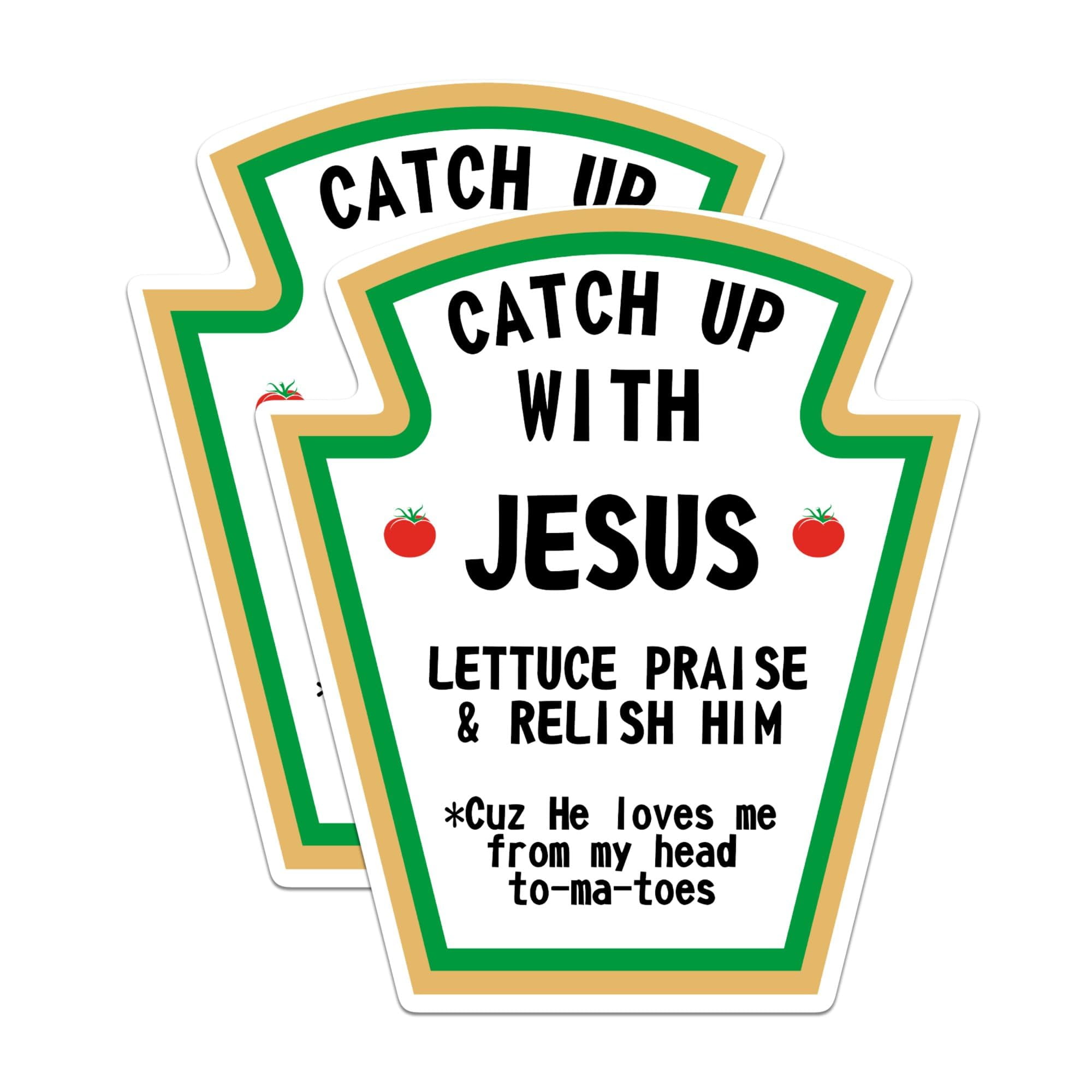 (2 Pack) Catch Up with Jesus Lettuce Praise and Relish Him Stickers ...