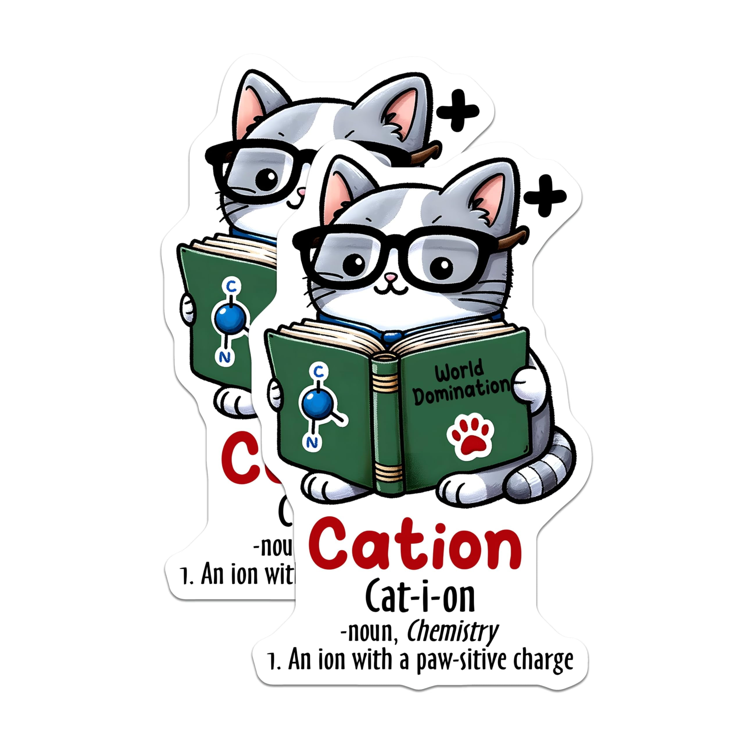 (2 Pack) Cation Magnets - Chemistry Cat Puns - 5" On Longest Side - for ...