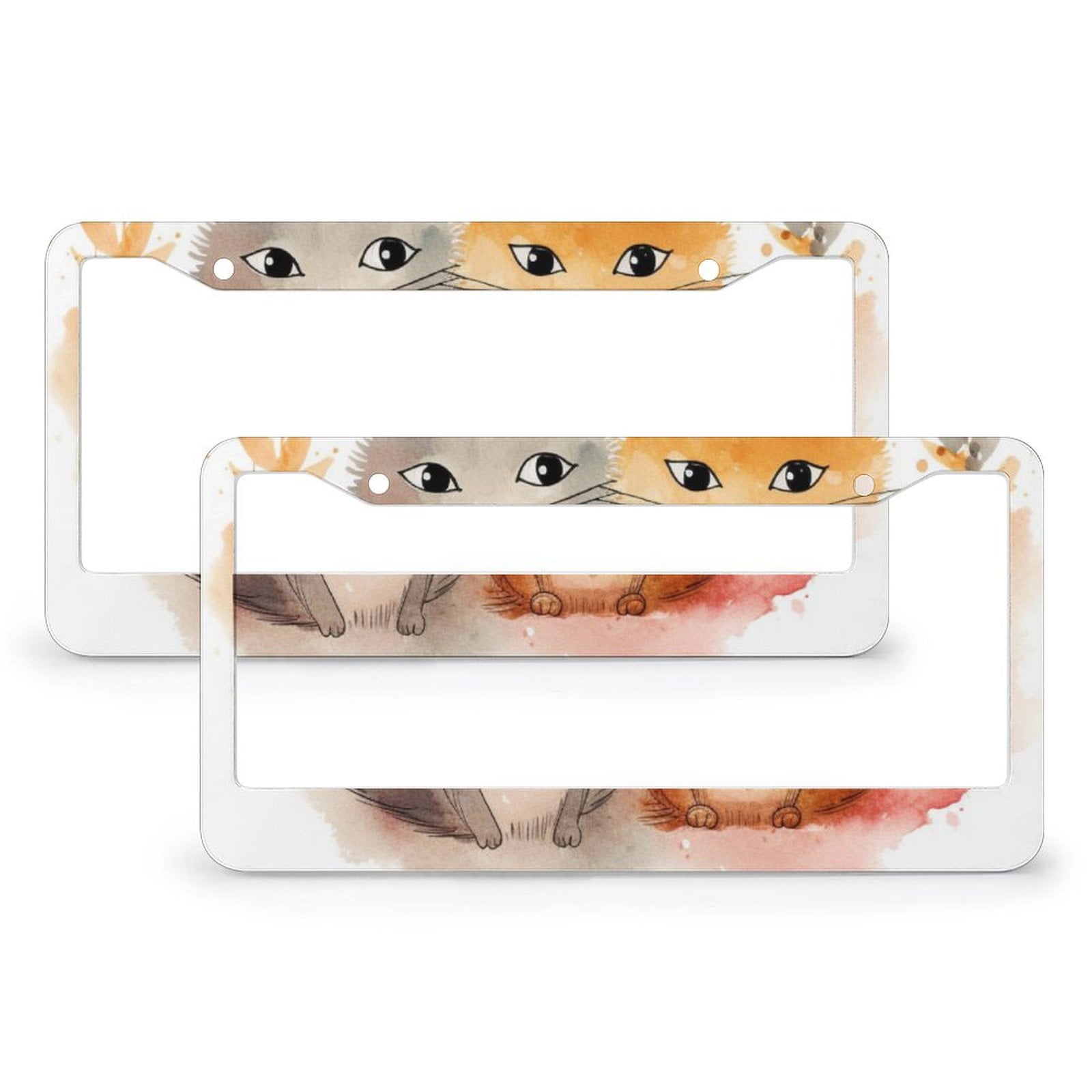 2 Pack Cats In Love Cute Pets License Plate Frame Funny Cat Theme ...