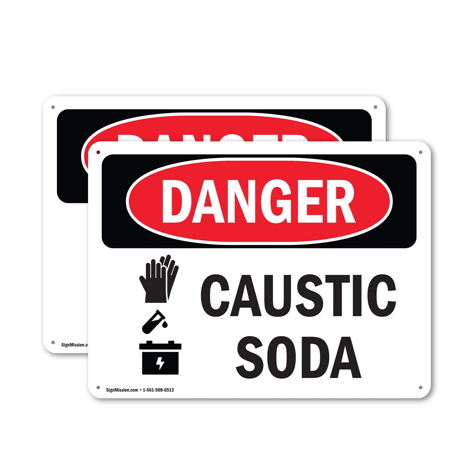 (2 Pack) Caustic Soda OSHA Danger Sign 24 Inch X 18 Inch Plastic Sign ...