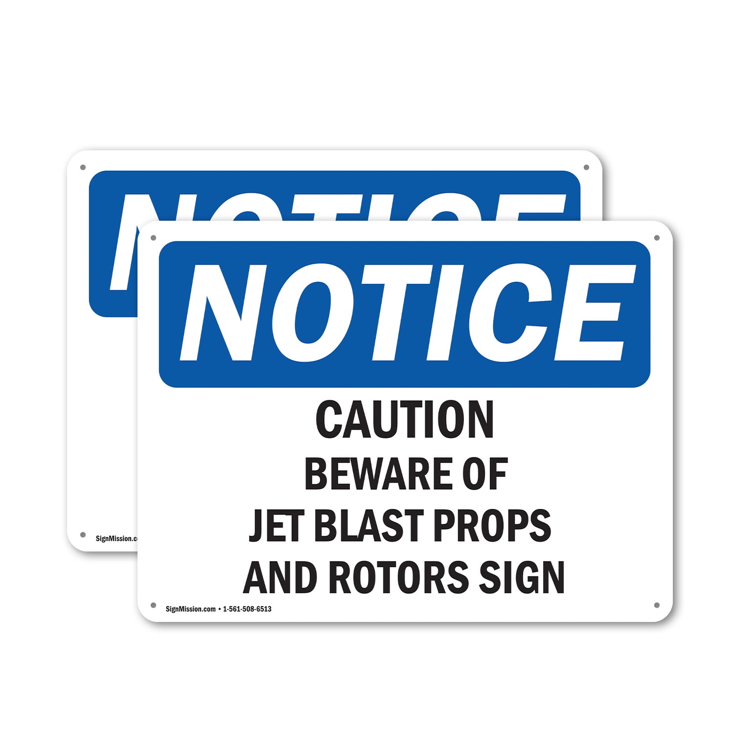 (2 Pack) Caution Beware Of Jet Blast Props And Rotors OSHA Notice Sign ...