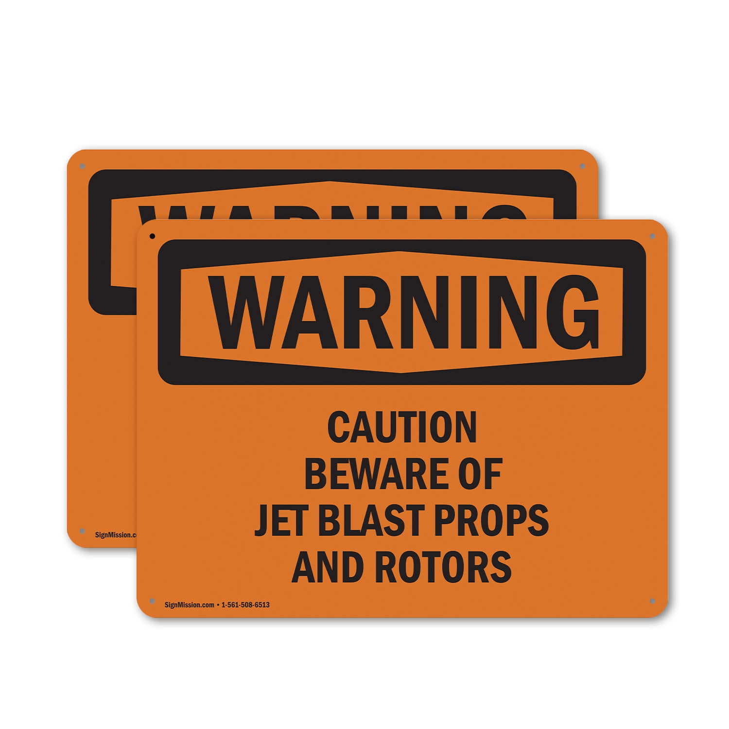 (2 Pack) Caution Beware Of Jet Blast Props And Rotors OSHA Warning Sign ...