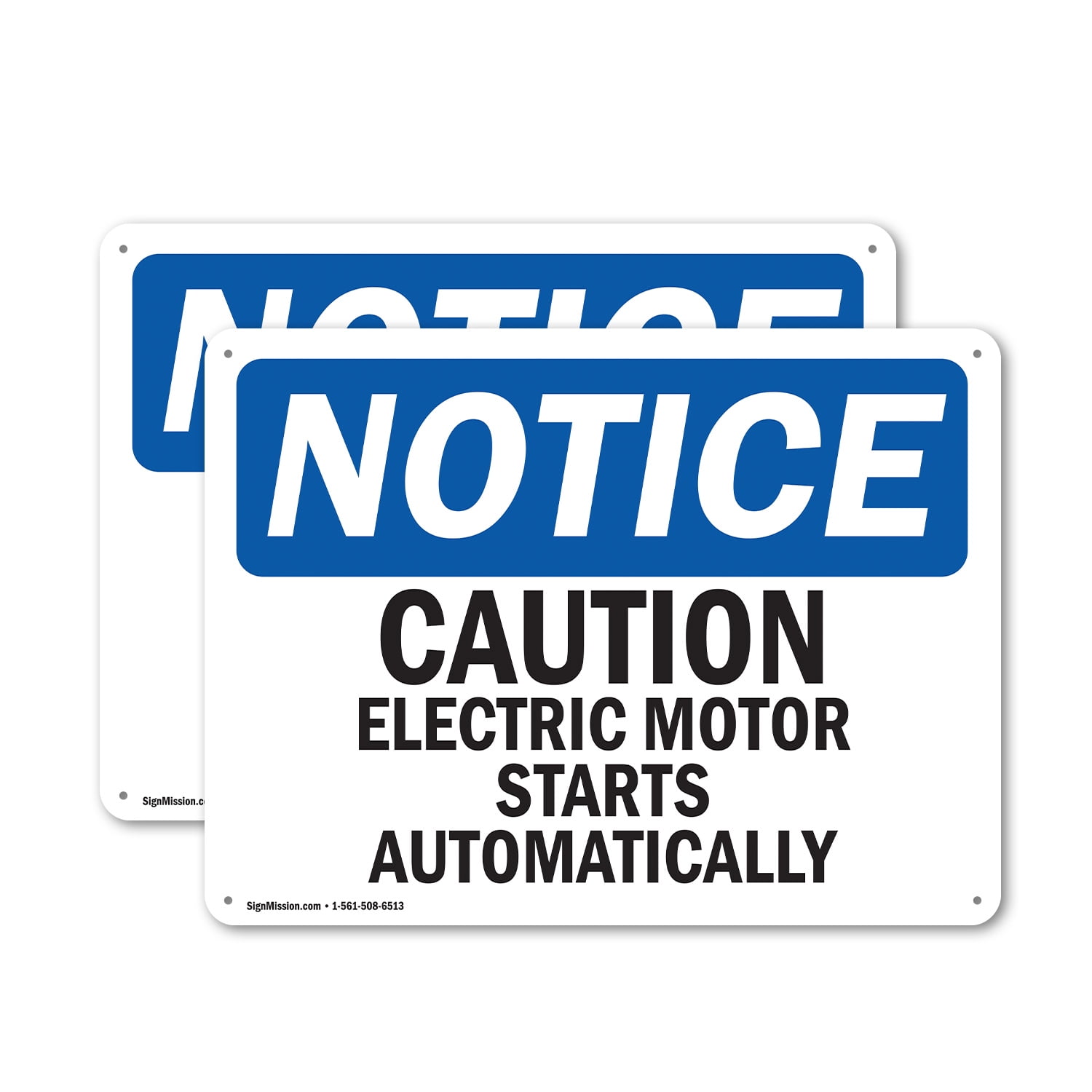(2 Pack) Caution Electric Motor Starts Automatically OSHA Notice Sign ...