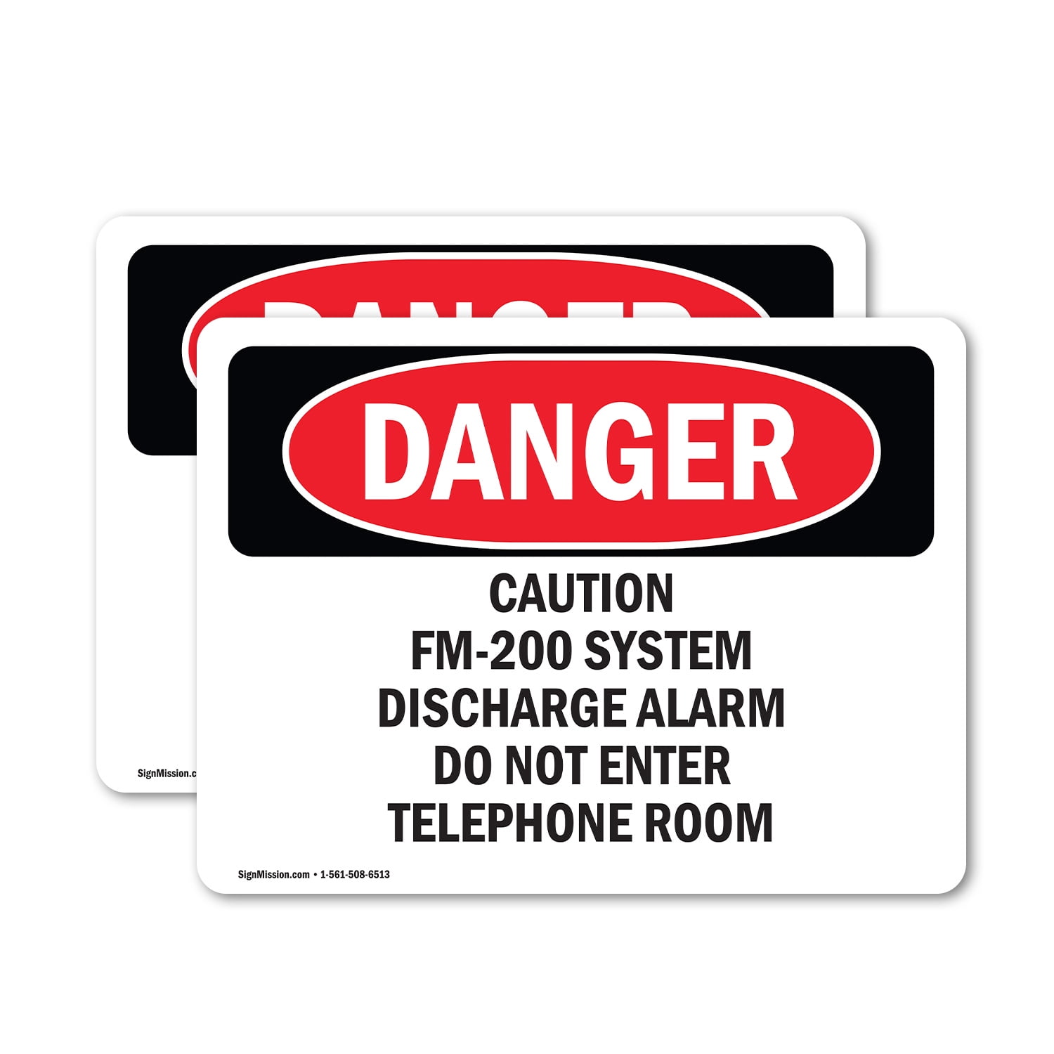 (2 Pack) Caution FM-200 System Discharge Alarm Do OSHA Danger Sign ...