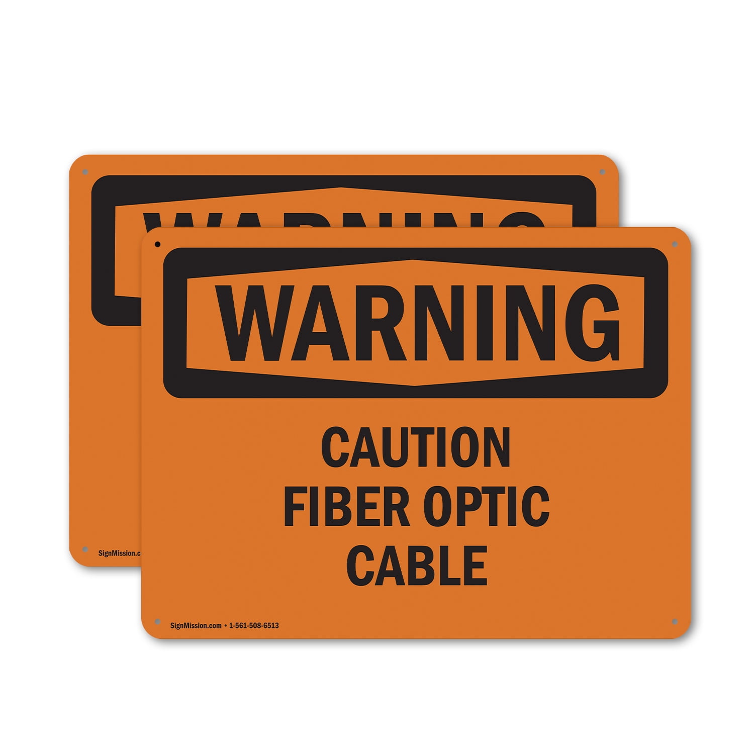 (2 Pack) Caution Fiber Optic Cable OSHA Warning Sign 24 Inch X 18 Inch ...