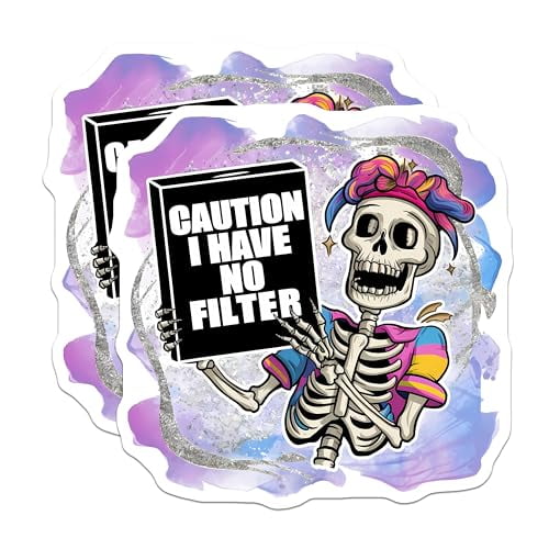 (2 Pack) Caution No Filter Skeleton Magnets - Funny Skeleton - Skeleton ...