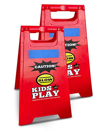 2 Pack Caution Kids at Play Safety Signs - Slow Down Children Playing ...