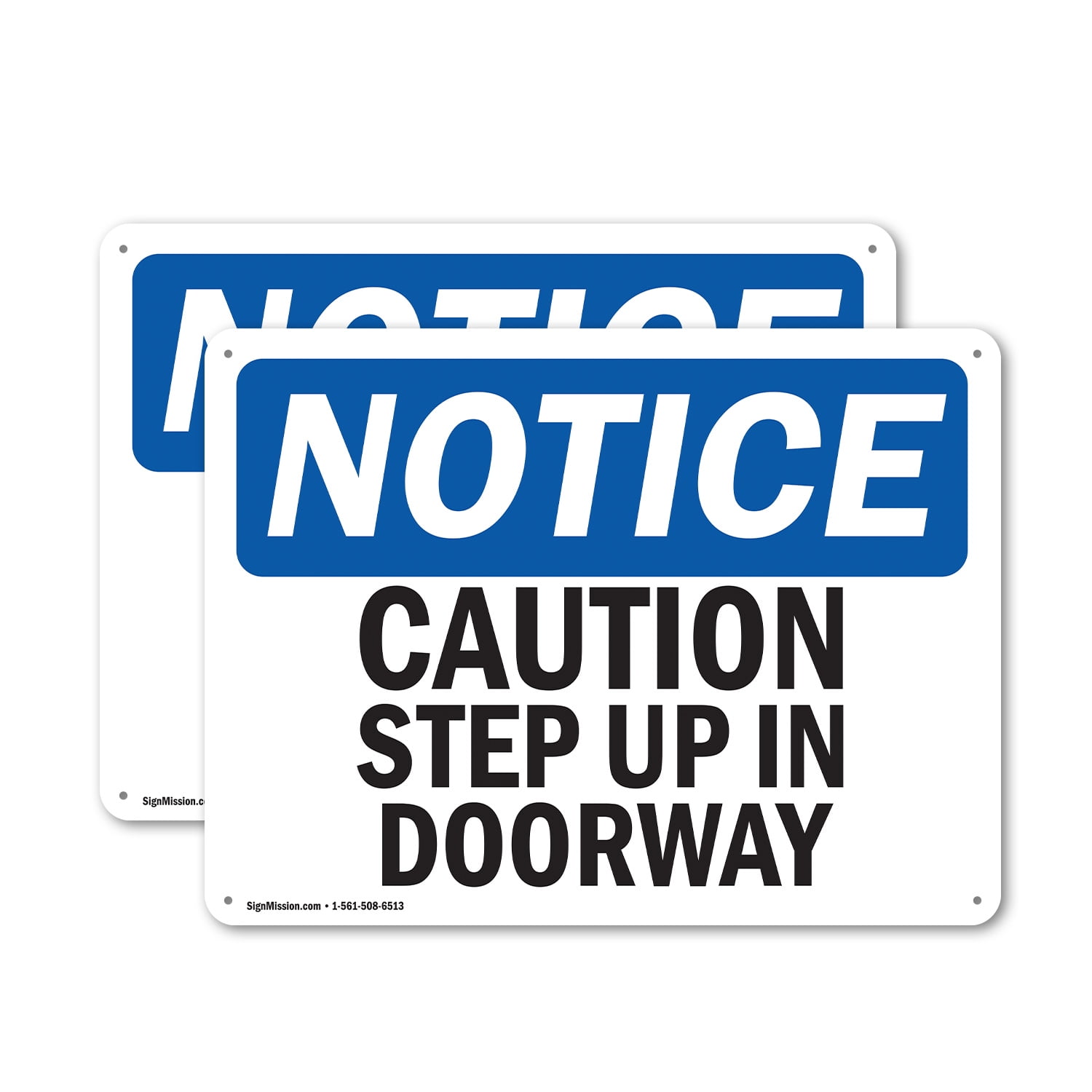 (2 Pack) Caution Step Up In Doorway OSHA Notice Sign 18 Inch X 12 Inch ...