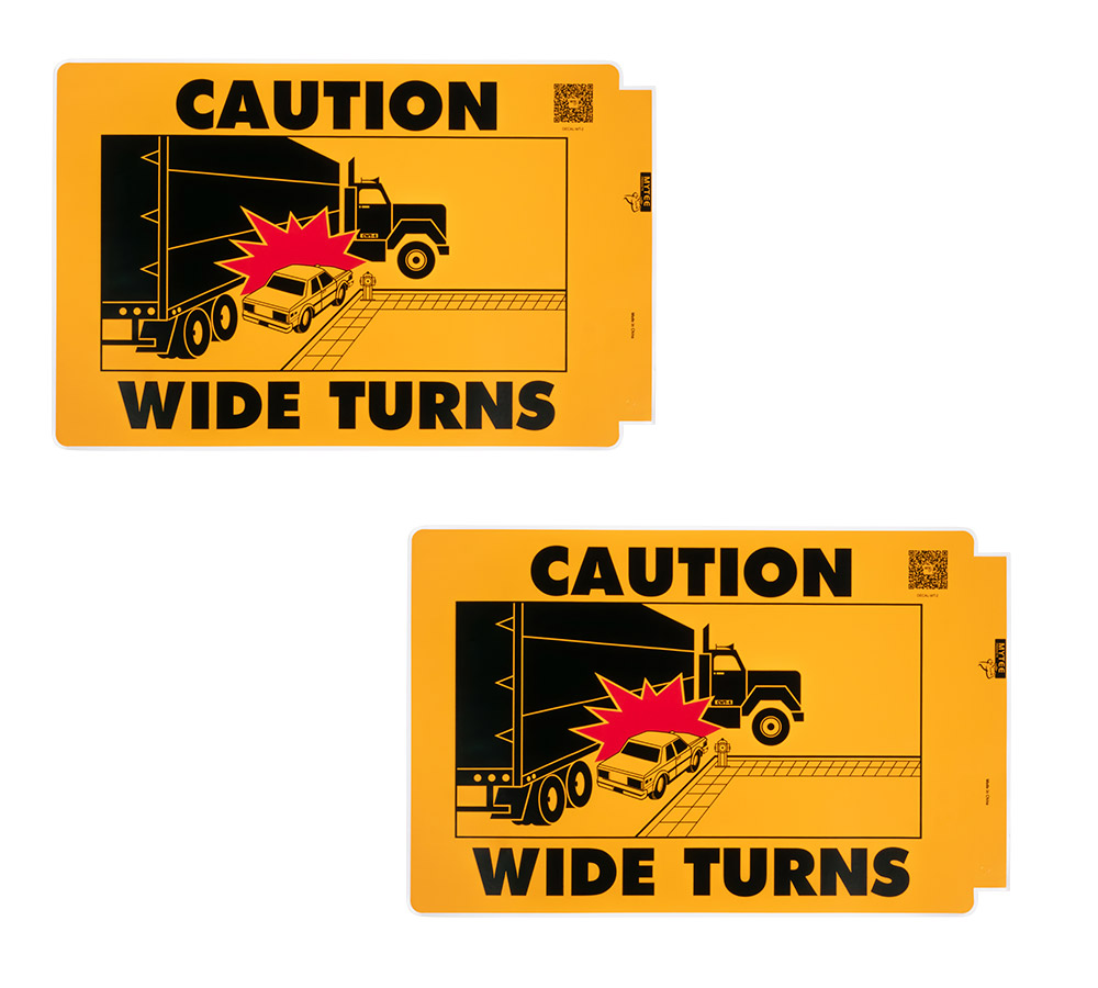 2 Pack Caution This Truck Makes Wide Turns Decal Sign - 11-3/4"x18-1/4 ...