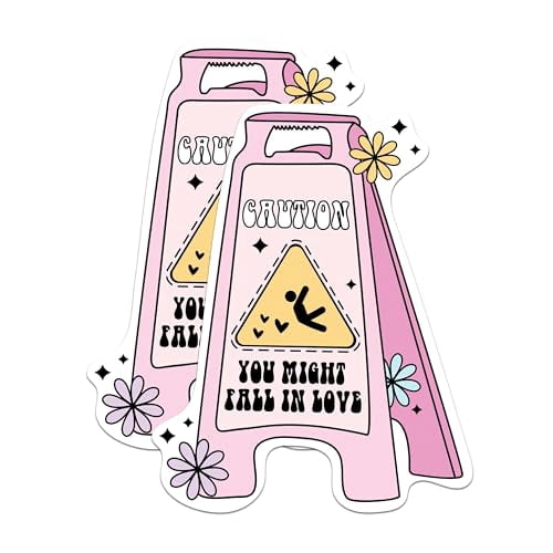 (2 Pack) Caution You Might Fall in Love Stickers - Romantic Caution ...