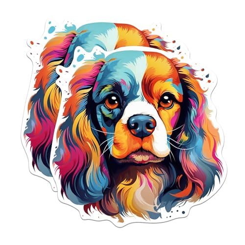 (2 Pack) Cavalier King Charles Spaniel Dog Breed Stickers - 5 Inches On ...