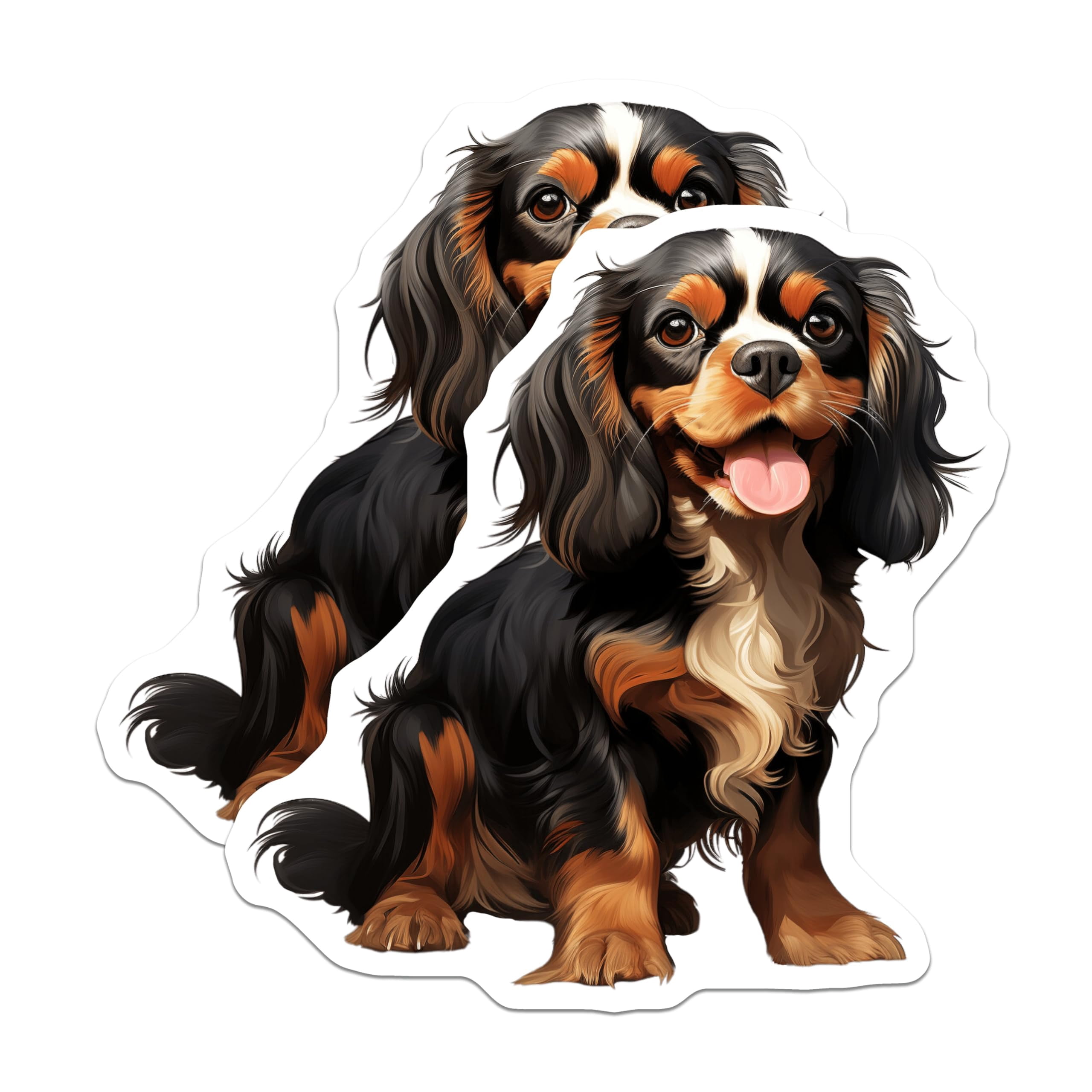 (2 Pack) Cavalier King Charles Spaniel Stickers - Tricolor Dog Lover ...