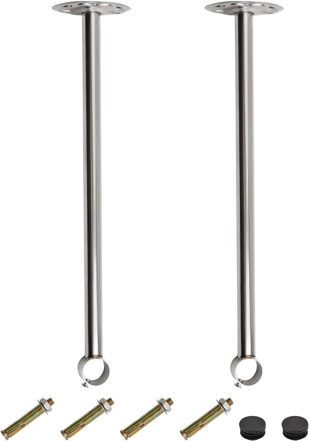2 Pack Ceiling Mount Bracket, Stainless Steel Wardrobe Pipe Bracket Rod ...