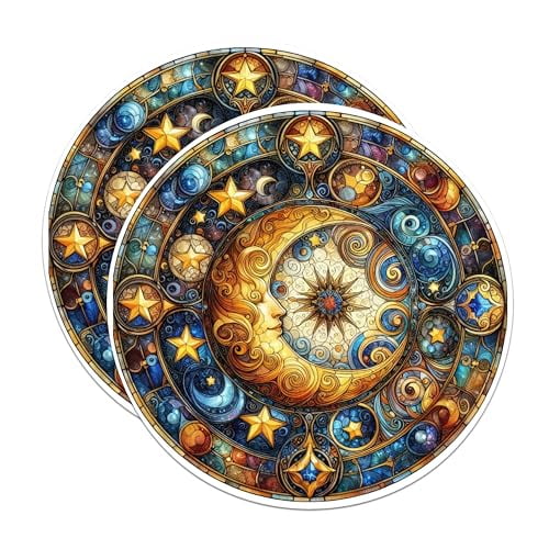 (2 Pack) Celestial Moon Stickers - Astrological Celestial Solar System ...
